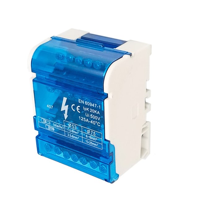 Bloco de Distribuição Modular 4 Barramentos de 7 Furos 125a para Trilho ...