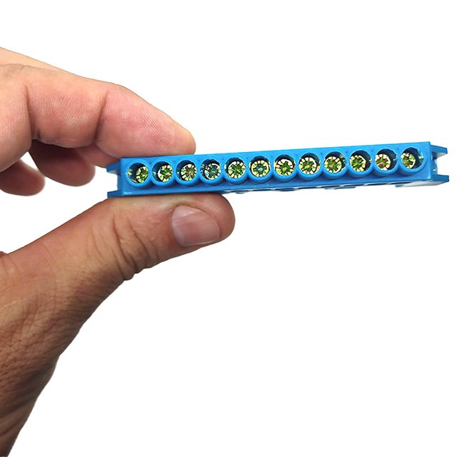 Barramento Terminal Barra Neutro para Trilhos Din ou Fixo Azul 12 Furos ...