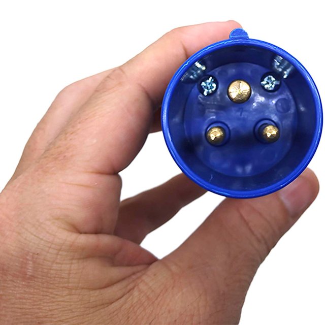Plug Industrial Macho 2p+T de 16a 6H 220v Azul para Máquinas e ...