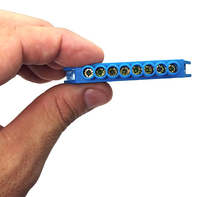 Barramento Terminal Barra Neutro para Trilhos Din ou Fixo Azul 8 Furos ...