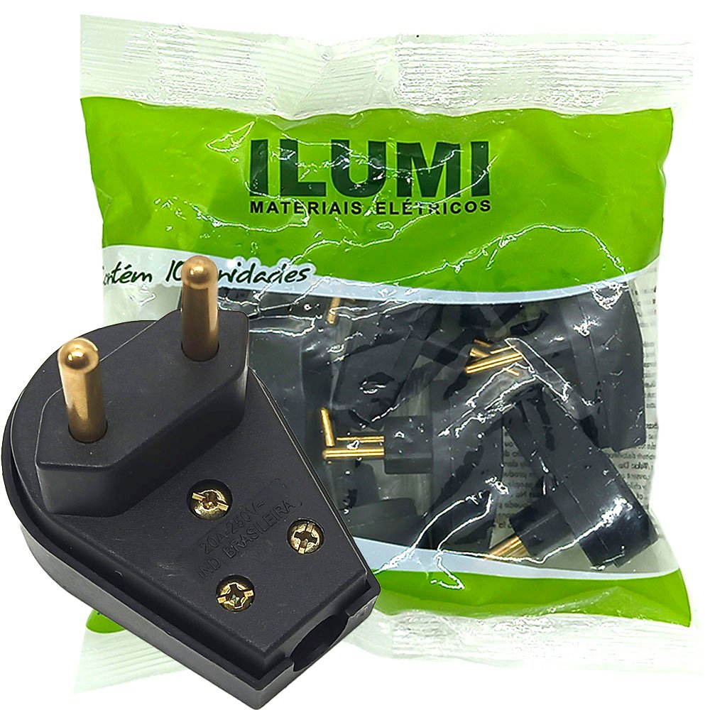 Plug Macho Gigante com Prensa Cabo 2 pinos de 20a para Extensão Tomada ...