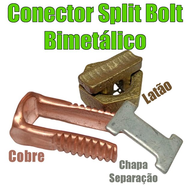 Split Bolt Conector Parafuso Fendido Bimetálico 25mm para Emenda Cabos ...