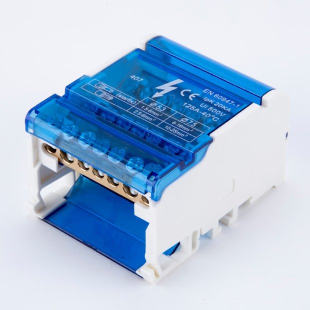 Bloco de Distribuição Modular 4 Barramentos de 7 Furos 125a para Trilho ...