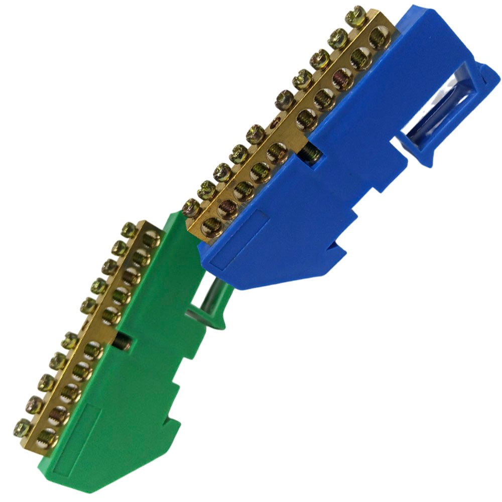 Kit Barramento Neutro e Terra para Trilho Din 10 Furos Terminal Barra Painel Quadro Cabo Fio ...