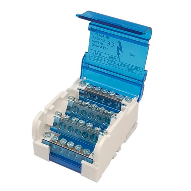 Bloco de Distribuição Modular 4 Barramentos de 7 Furos 125a para Trilho ...
