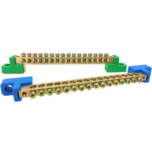 Kit 2 Barramentos Universal Neutro + Terra Terminal Barra Borne com 16 ...