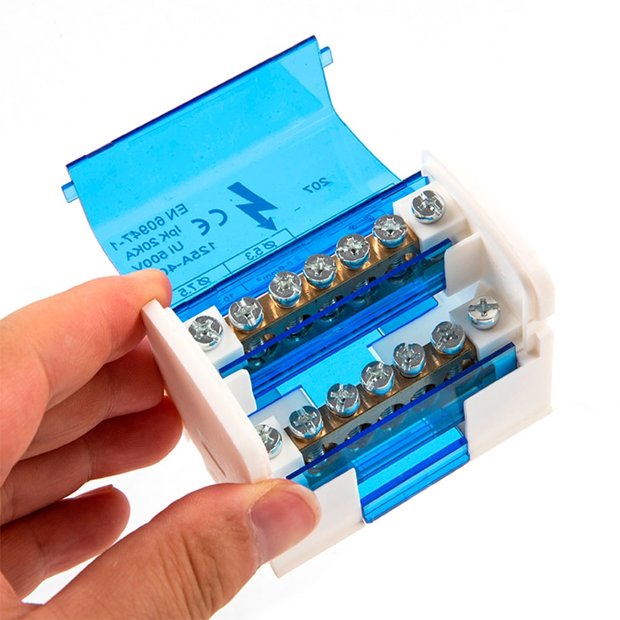 Bloco de Distribuição Modular 2 Barramentos de 7 Furos 125a para Trilho ...