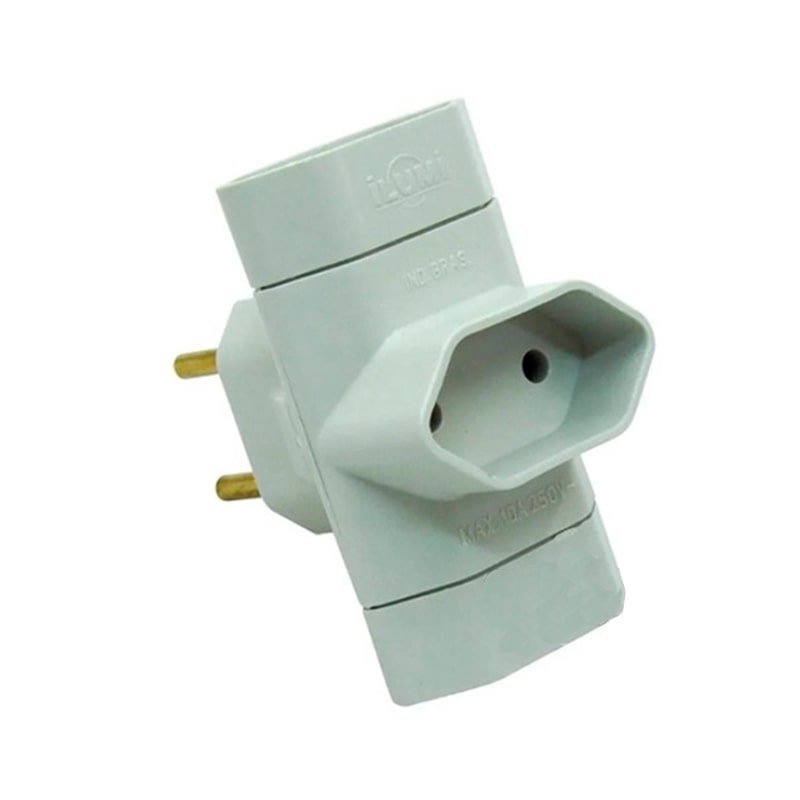 Adaptador Tomada T Universal 2 Pinos 10a Plug Benjamin | 3MAJ Solar Ltda