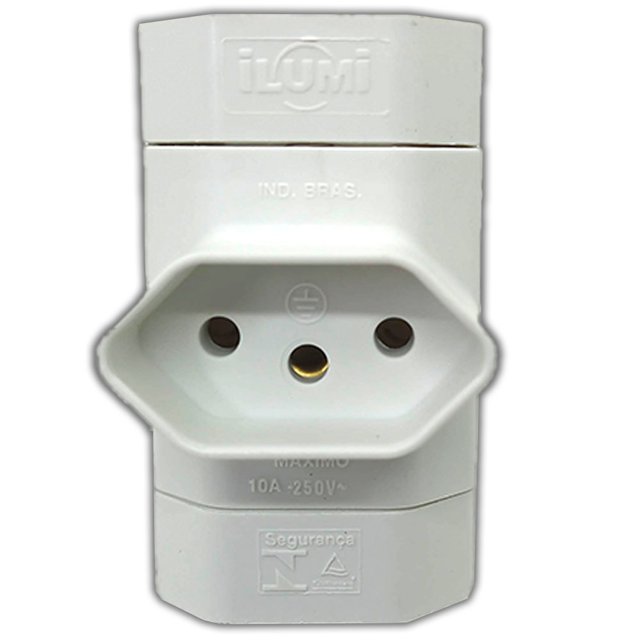 Adaptador de Tomada Benjamim Tipo T com 3 Tomadas de 10a Universal ...