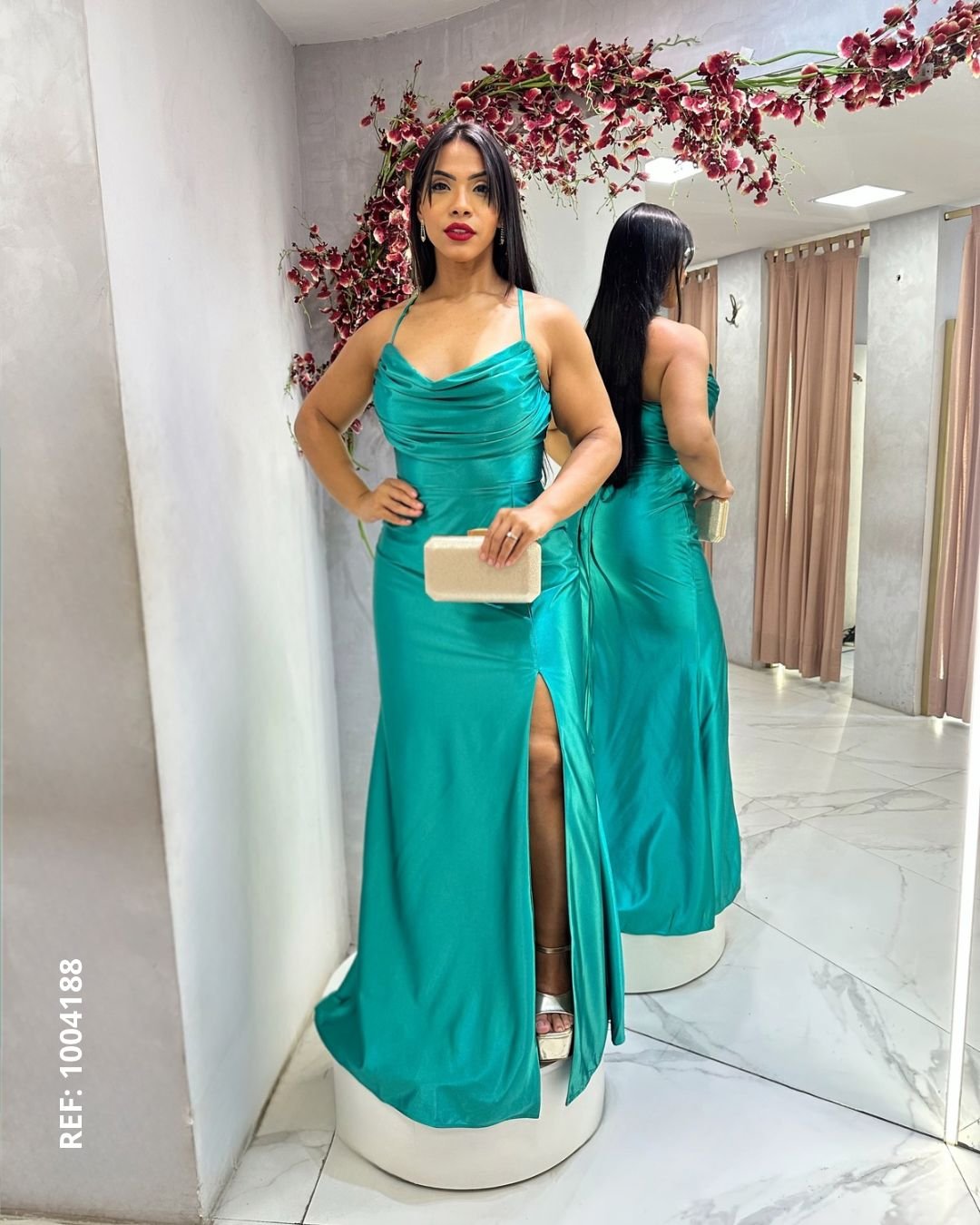 Vestido longo malha prada entrelçado nas costas com venda Cancún ...