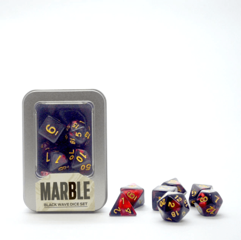 KIT DE DADOS: MARBLE - BLACK WAVE | JOYJOY STORE