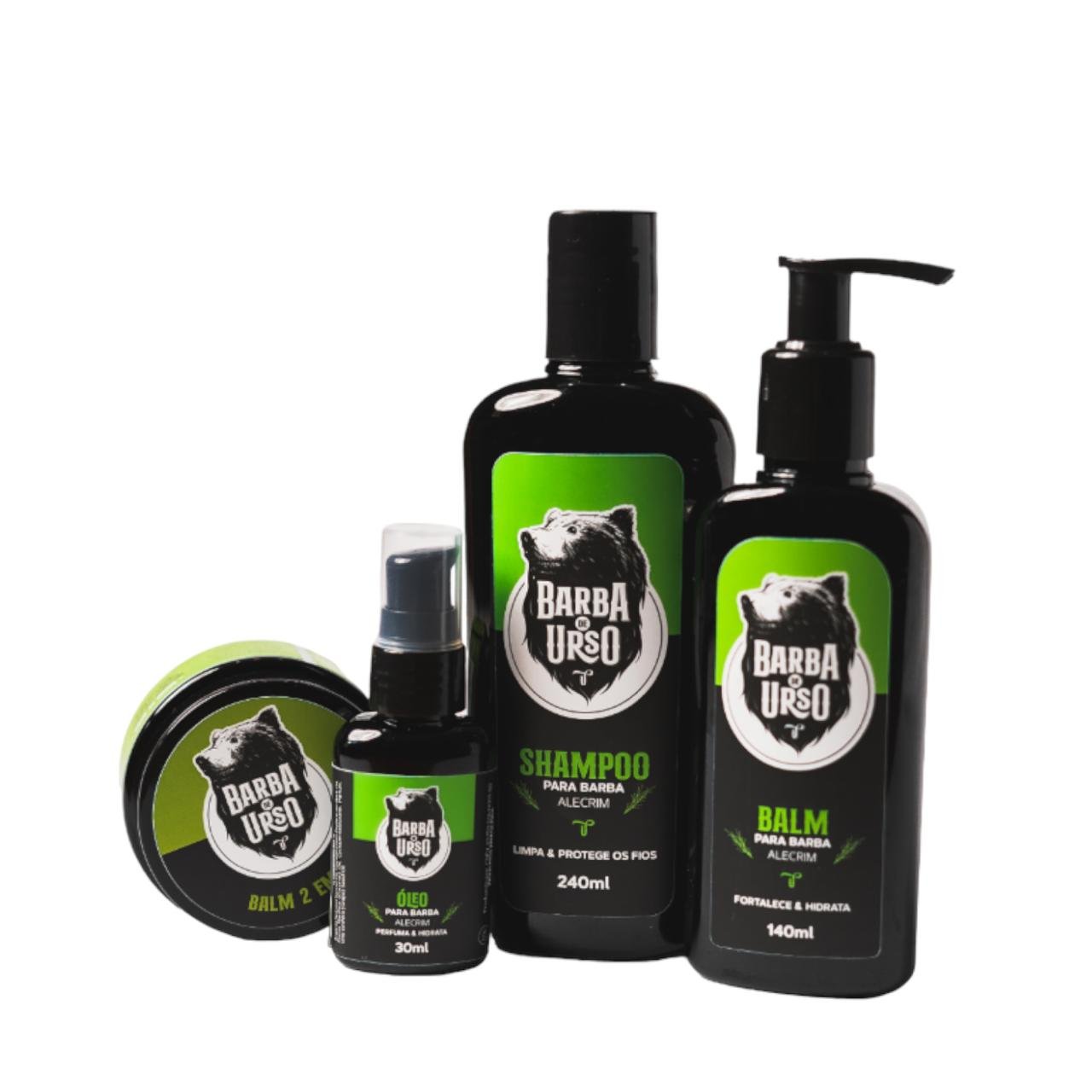 KIT Shampoo + Balm Hidratante + Óleo e Balm 2 em 1 para barba Alecrim ...