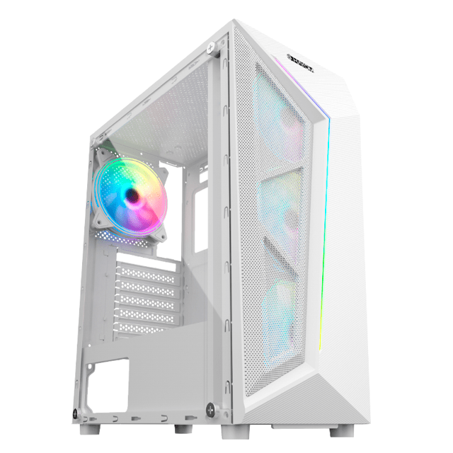 Gabinete Gamer HAYOM, RGB, Mid Tower, Branco, Sem Fonte, Com 4 Fans ...