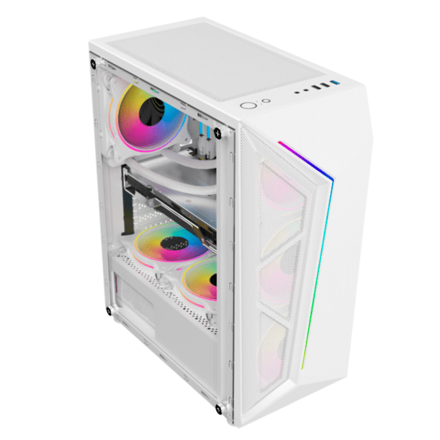 Gabinete Gamer HAYOM, RGB, Mid Tower, Branco, Sem Fonte, Com 4 Fans ...