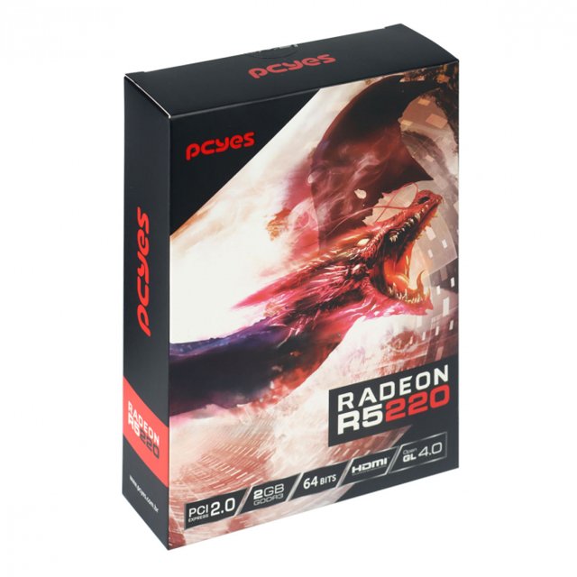 Placa de Vídeo PCYes AMD Radeon R5 220 2GB DDR3 64 Bits Low Profile ...