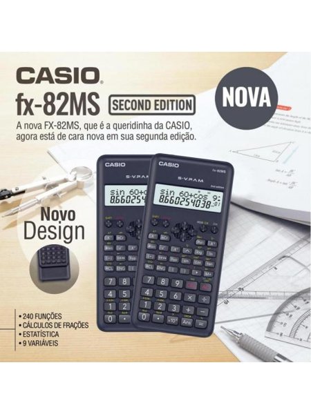 Calculadora Científica 240 Funções Fx-82Ms-2-S4-Dh Preta Casio ... Calculadora Científica 240 Funções Fx-82Ms-2-S4-Dh Preta Casio ...
