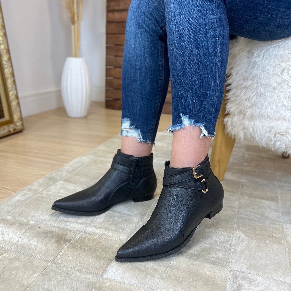 Bota Rasteira Cano Curto Dina Mirtz Ref 963 | Fino Raro - Site 100% seguro.
