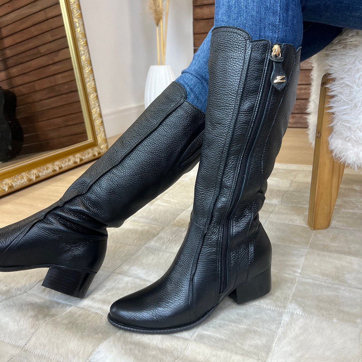 Bota Cano Longo Estilo Montaria Dina Mirtz Ref 12612 | Fino Raro - Site ...