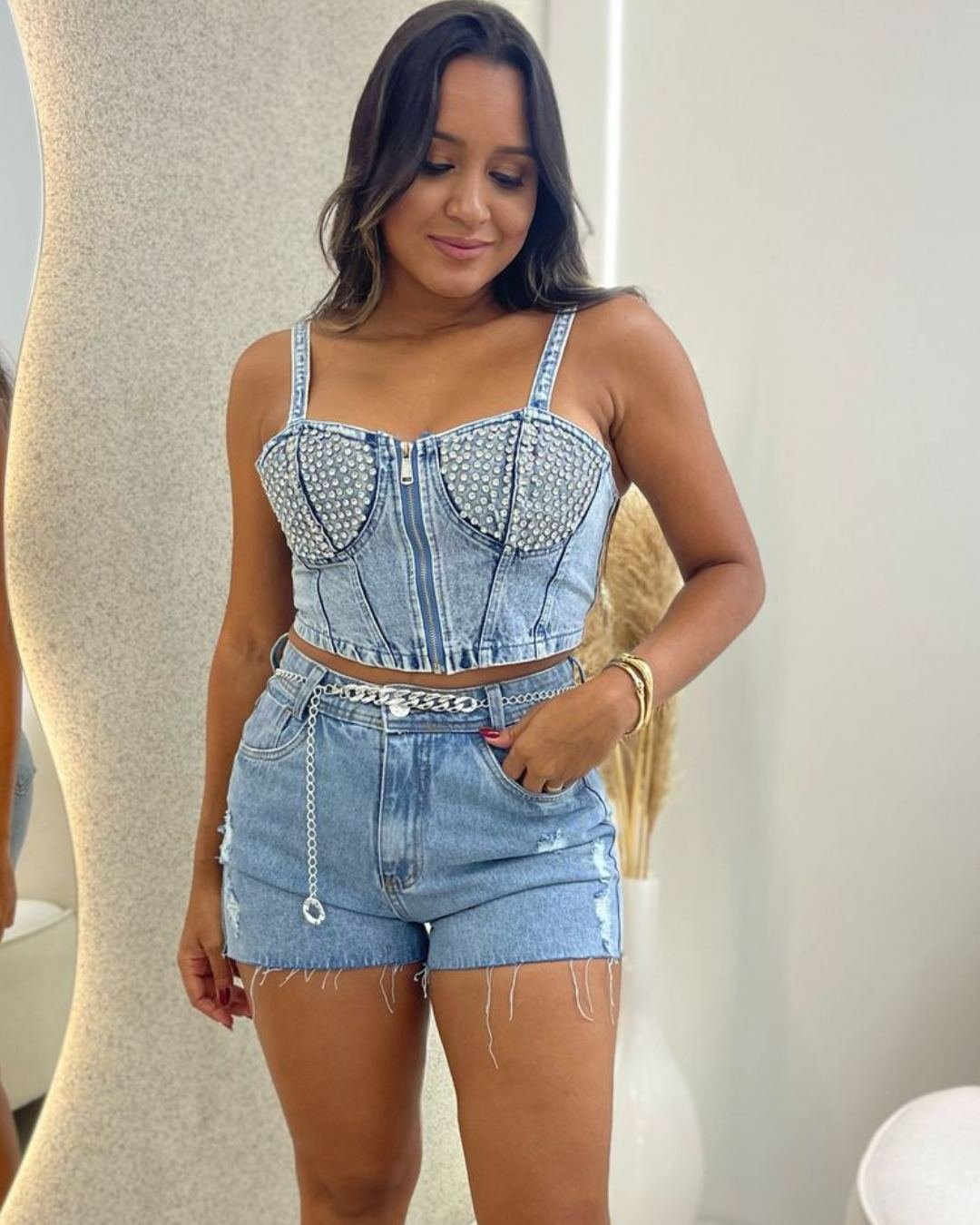 SHORT JEANS FEMININO LINDA MOÇA EXCLUSIVE PRIME 0526 | Linda Moça exclusive