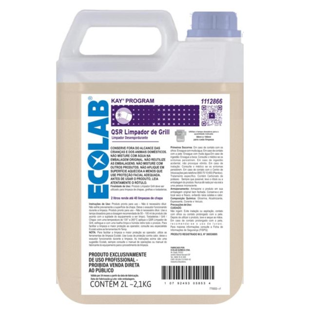 Limpador Grill Ecolab KAY 2 Lts | Topp Table
