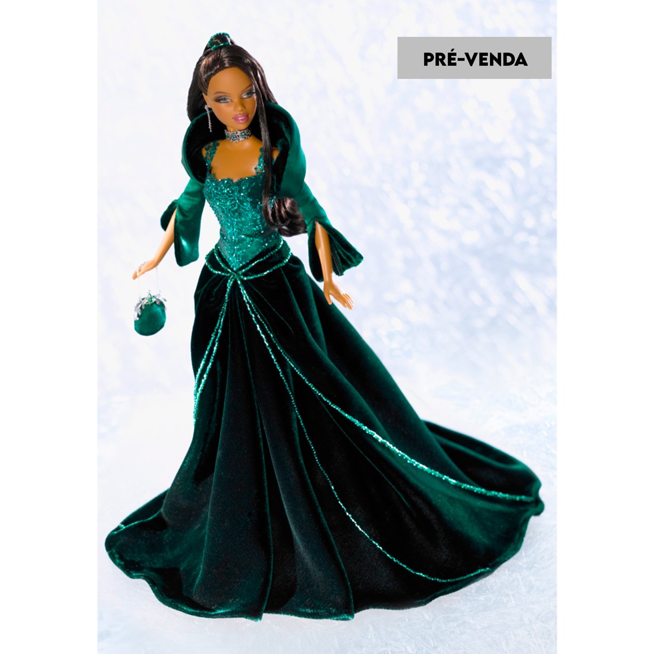 PRÉ-VENDA Boneca Barbie Collector Holiday 2004 Afro Vestido Verde ...