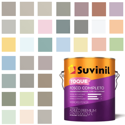Tinta Acrílica Suvinil Toque Fosco Completo 3,2L - Escolha sua cor ...