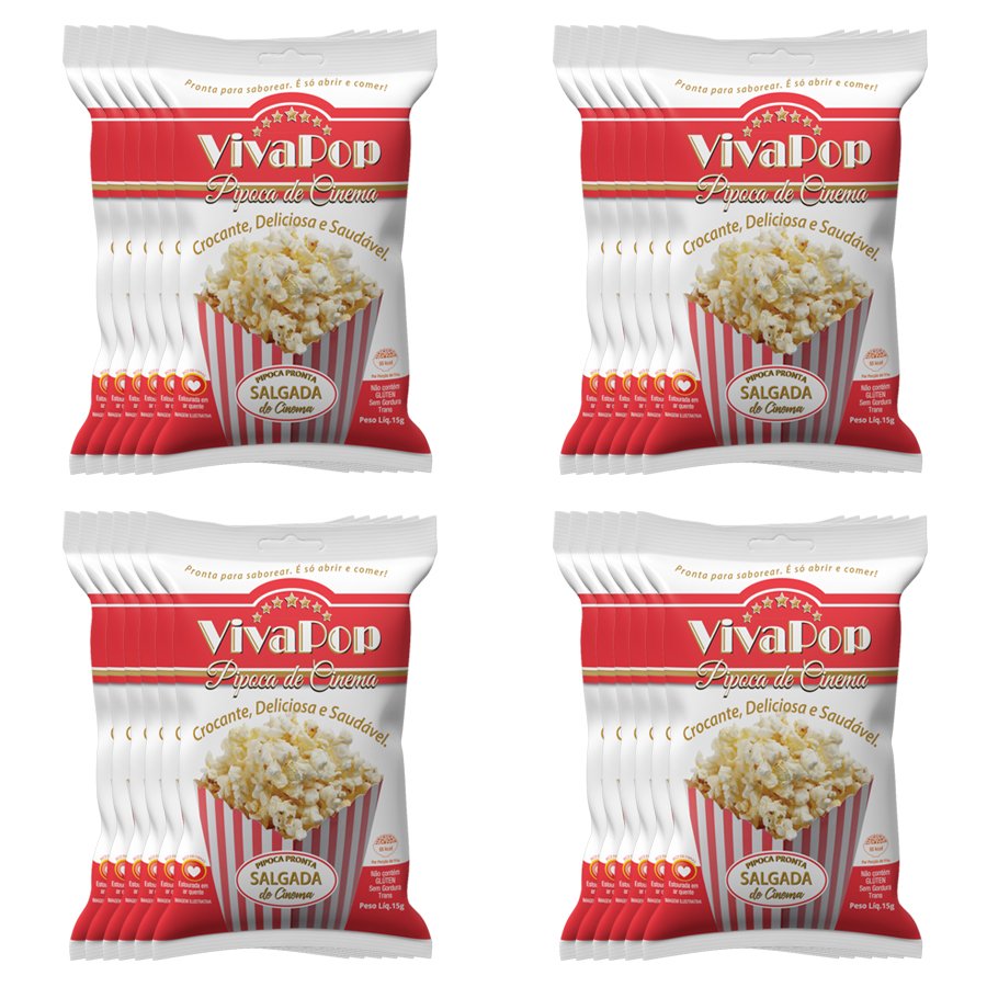 KIT com 24 unidades Pipoca Tradicional 15g | VivaPop