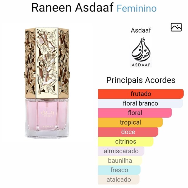 Raneen Asdaaf Eau de Parfum 100 ml – Perfume Árabe | Brand Collection SP