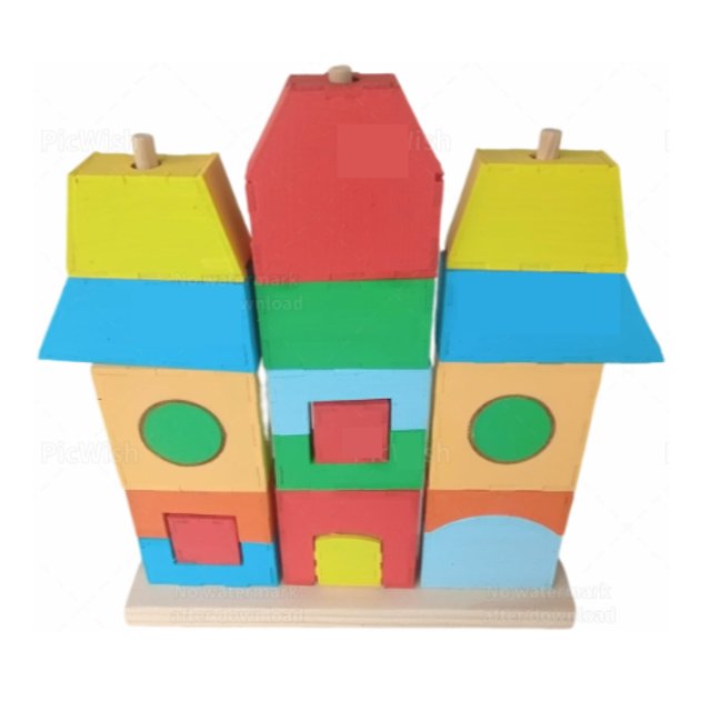 Castelo de Encaixe Educativos Pedagógicos Brinquedos em madeira Jogos ...