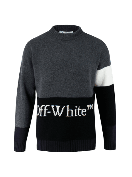 Sweater Off-White Color Block Logo Preto e Cinza | Zivē Club