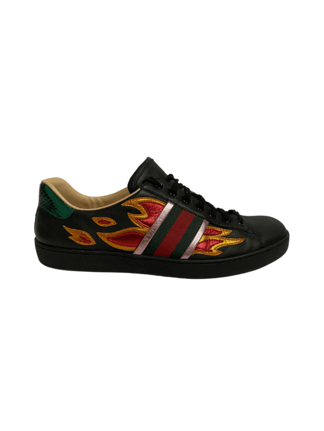 Tênis Gucci Ace Flames Preto | Zivē Club