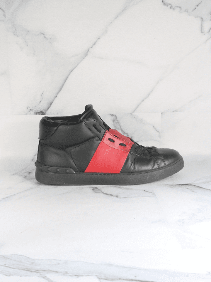 Tênis Valentino Cano Alto Two Tone Preto e Vermelho | Zivē Club