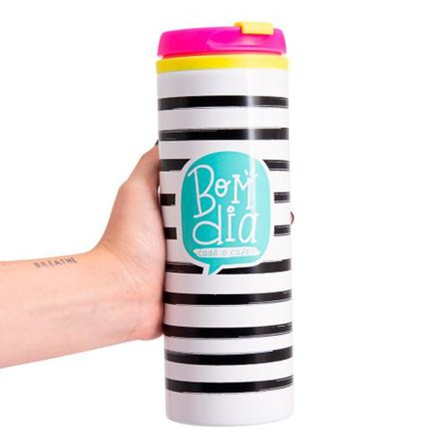 Copo Térmico Slim "Fun colors Bom Dia" | Gil Gil Sapatilha
