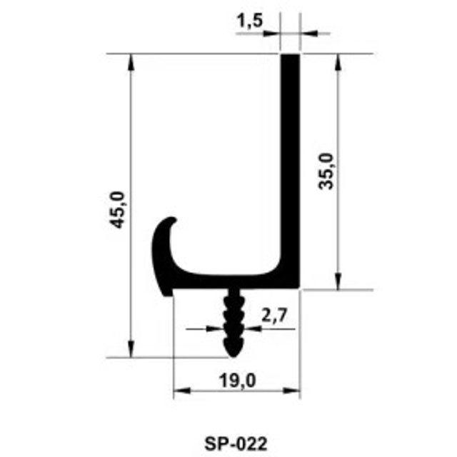 Perfil Puxador Alumínio SP-022 para 18mm 03 metros | Madeiras Yervant
