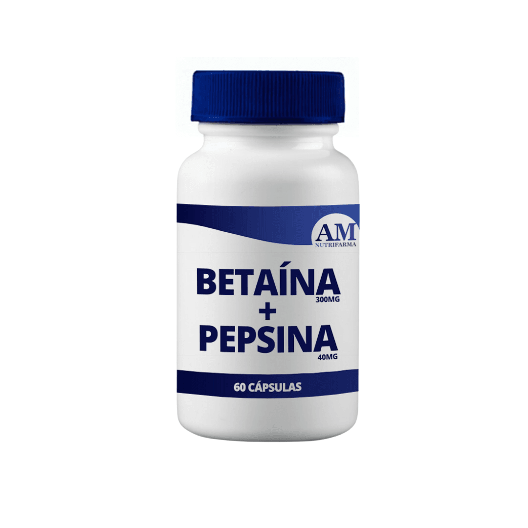Betaína Hcl 300mg + Pepsina 40mg - 60 Cápsulas | Am Nutrifarma