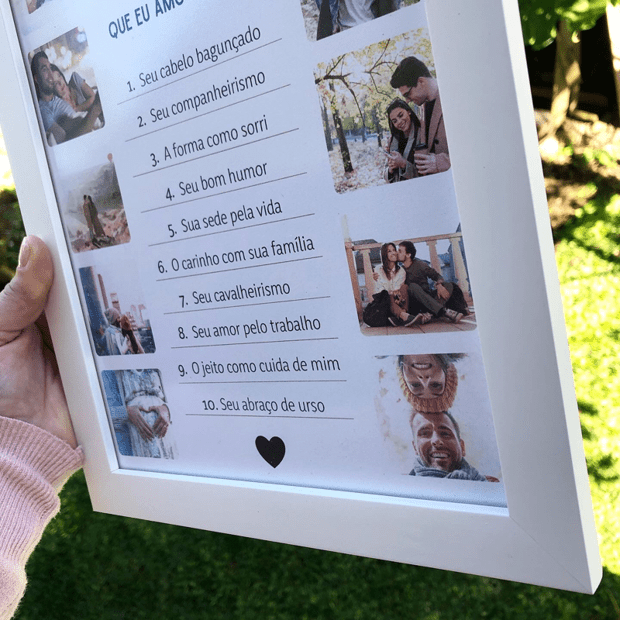 Quadro 10 Coisas Que Amo Em Você Simple Lines Decor
