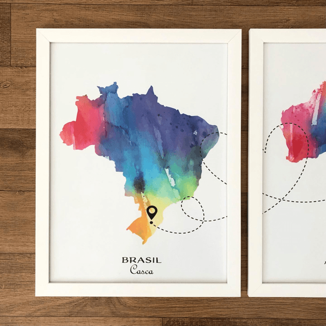 Dupla de Quadros Mapa Viagem | Simple Lines Decor