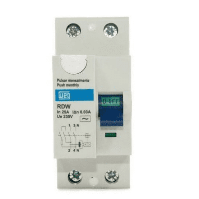 INTERRUPTOR DIFERENCIAL RESIDUAL DR 2 POLOS 30MA 25A RDW-30-25-2 WEG | Agpr5