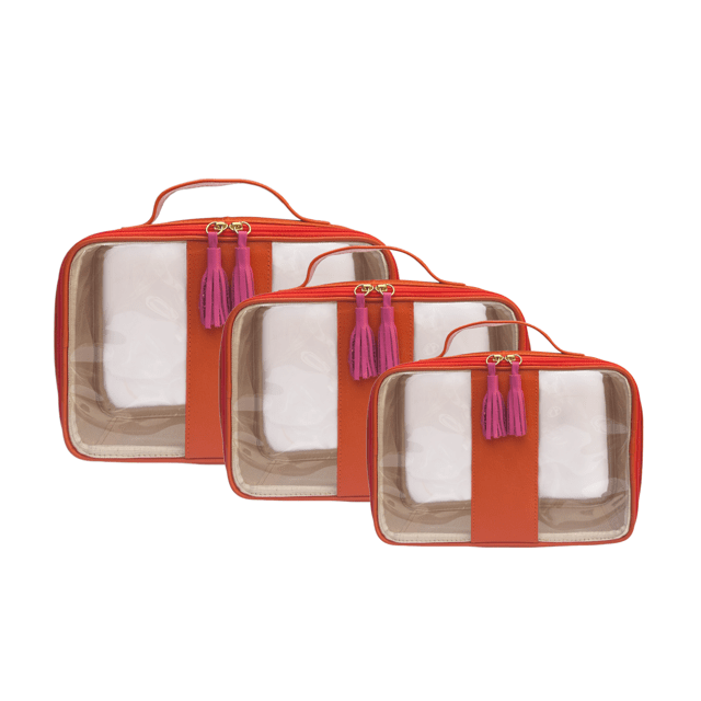 Kit Nécessaires Couro Personalizado Mari Laranja-Pitaya | LIMORE