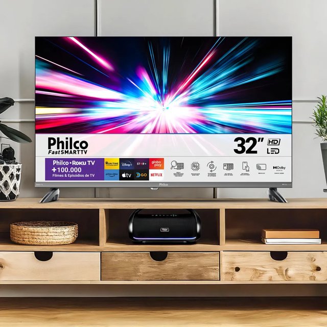 Smart TV 32” Philco LED HD P32CRA Roku TV HDR Dolby Audio Wi-Fi Dual ...