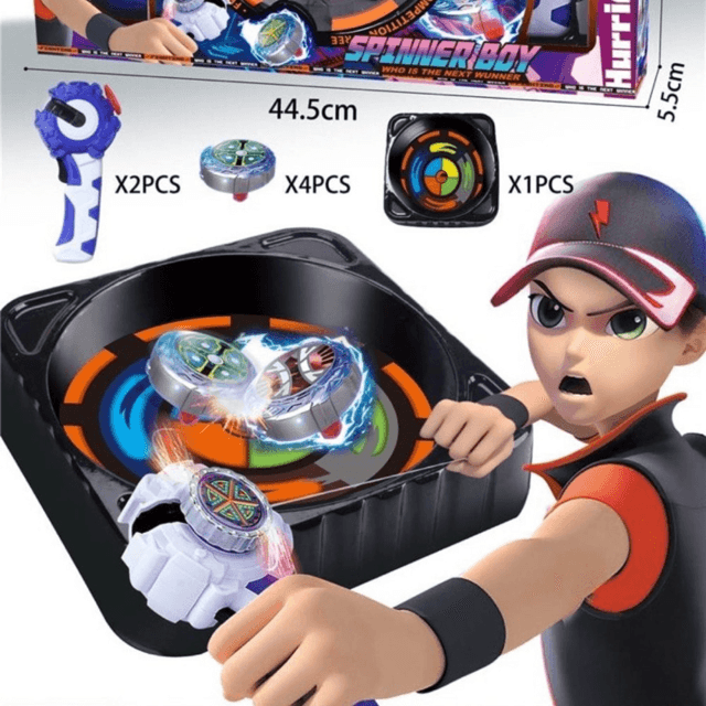 Kit De Beyblades 4 Peças + 1 Stadium Arena + 2 Lançadores Spinner Boy ...