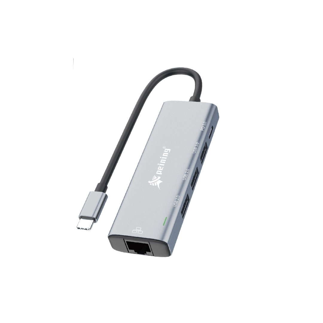 Hub USB Tipo C 4 Portas c/ Conector RJ45 p/Cabo de Rede HUB14 | Ciagames