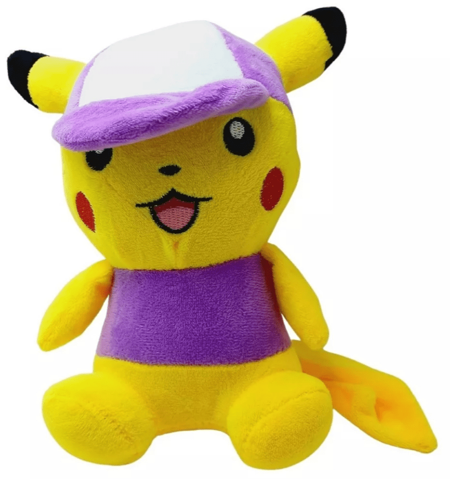 Pelucia Pokemon Pikachu Com Boné Roxo 21Cm | Ciagames