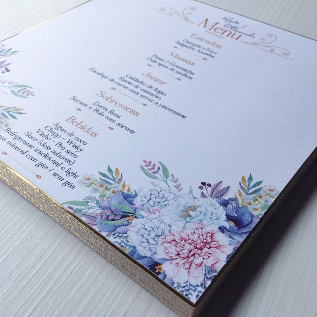 Menu de mesa com suporte | Plié Papelaria Personalizada
