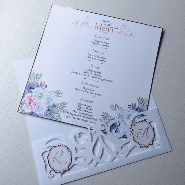 Menu de mesa com suporte | Plié Papelaria Personalizada