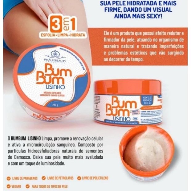 Bumbum lisinho esfoliante PhalleBeauty | Loja Beleza Exterior