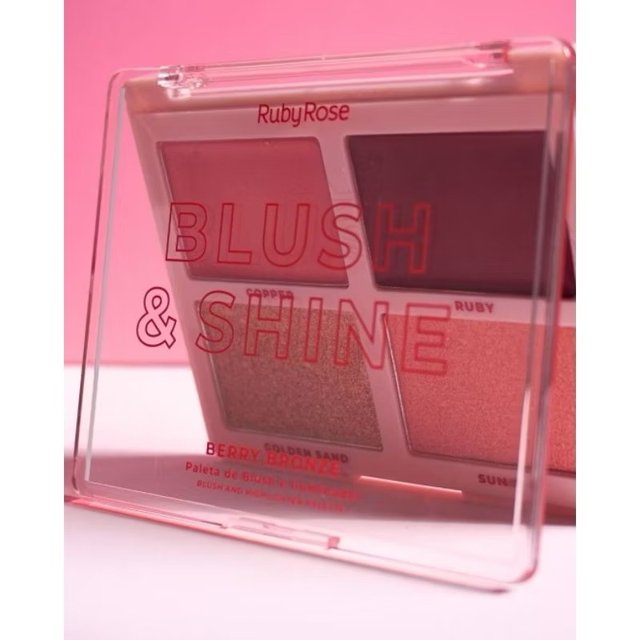 Paleta Blush E Iluminador Blush Shine Berry Bronze Ruby Rose | Loja ...