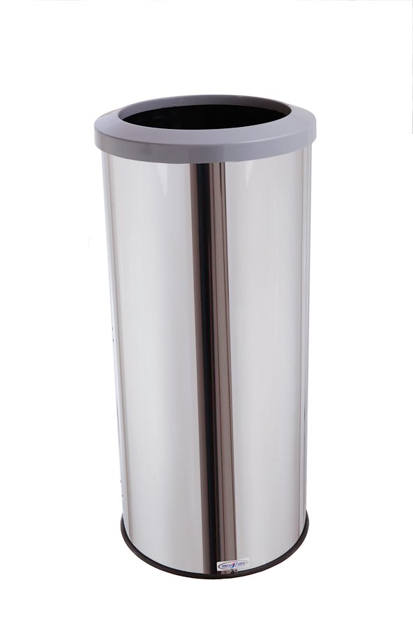 Lixeira Inox 50 Litros Aço Inox Com Aro Plástico | Aldinox