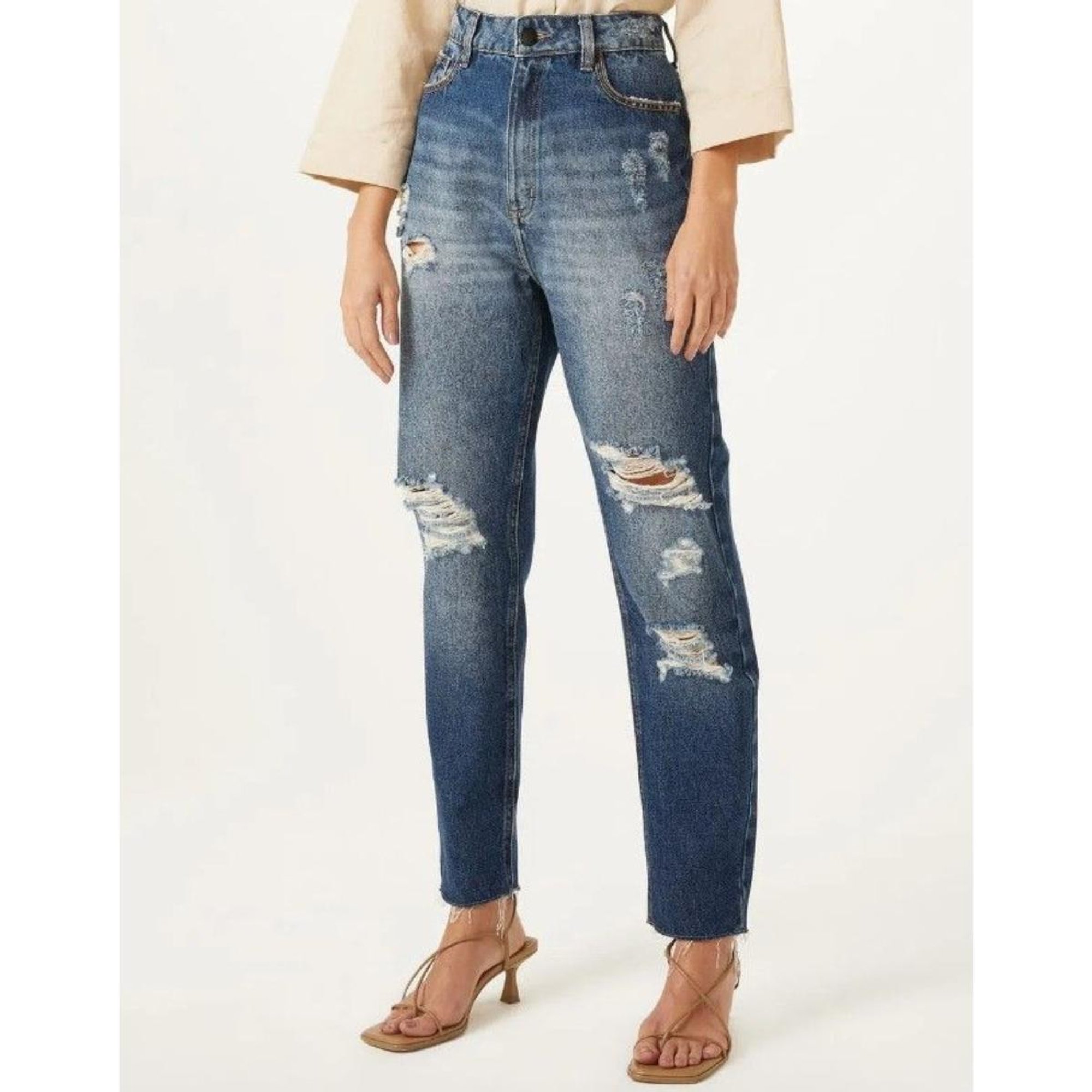Calça Jeans Boyfriend Com Rasgos Shoulder | Krause