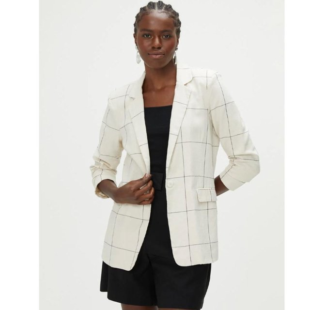 Blazer Grid Linho Algodão Shoulder | Krause